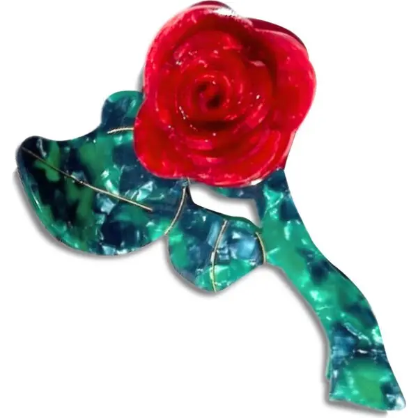 SOLAR ECLIPSE Origami Rose Stem Claw Clip - Red
