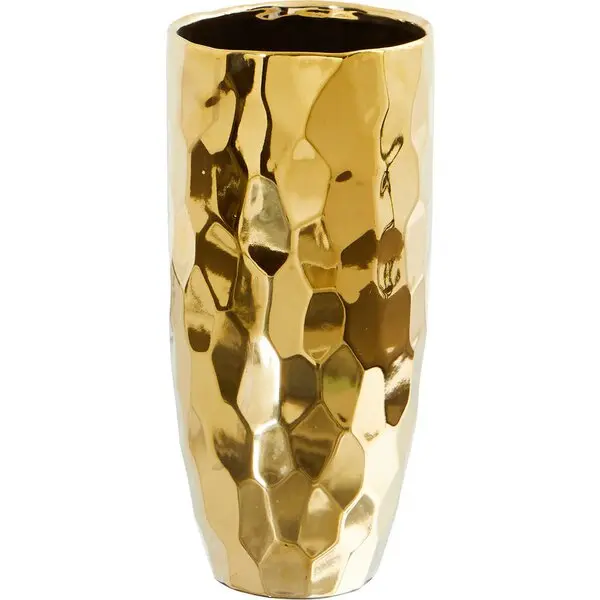 NEARLY NATURAL 10-in Designer Cylinder Vase - Gold