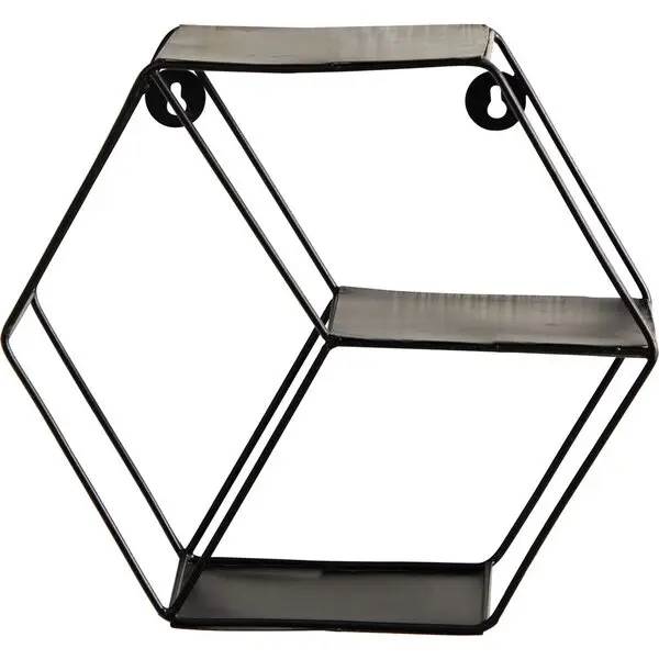 NEARLY NATURAL 10-in Matte Hexagon Wall Shelf - Black