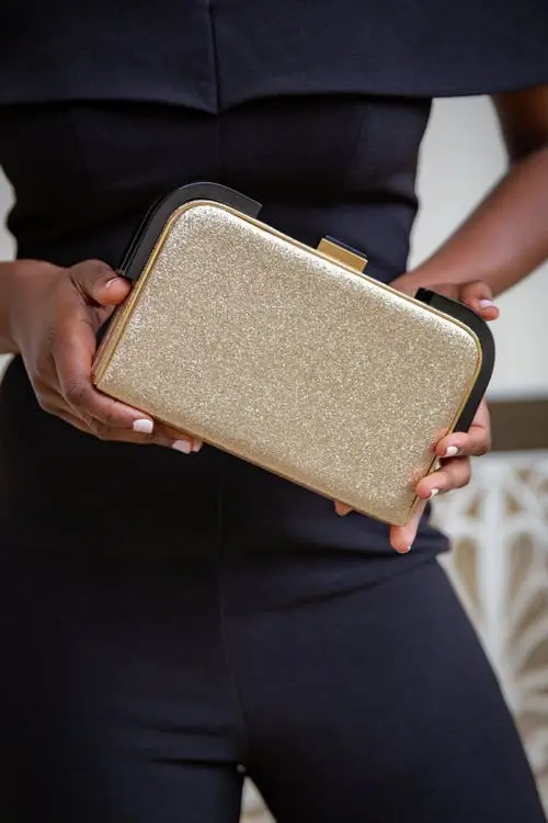 LARALLAN Glitter Clutch With Chain Strap