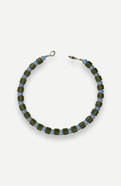 HER NEW TRIBE Ceramic Beaded Necklace - Cadette & Blue Lace Agate