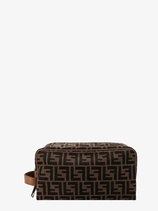 Fendi Ff Jacquard Fabric Medium Beauty Case - Brown