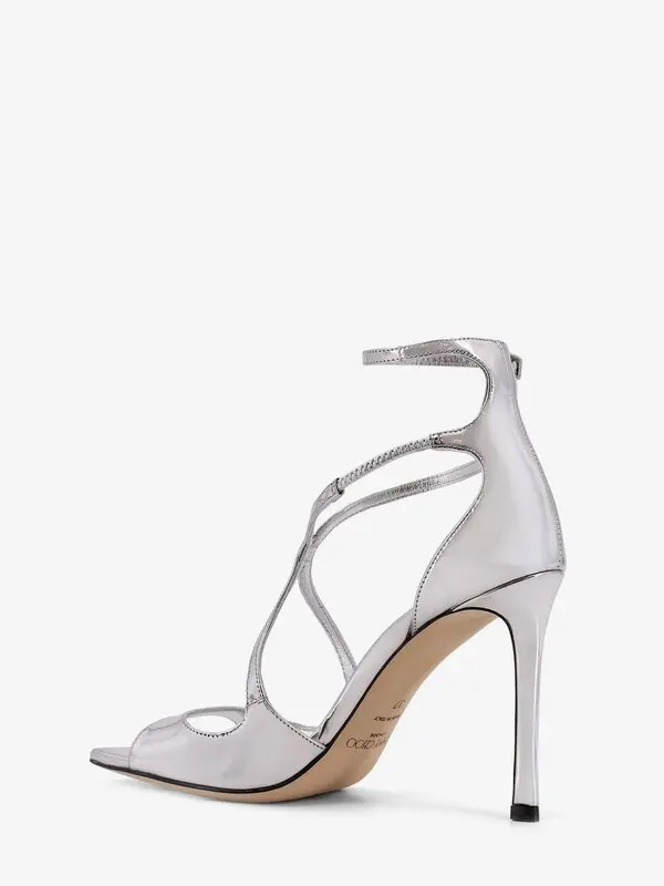 JIMMY CHOO Azia Leather Sandals - Silver