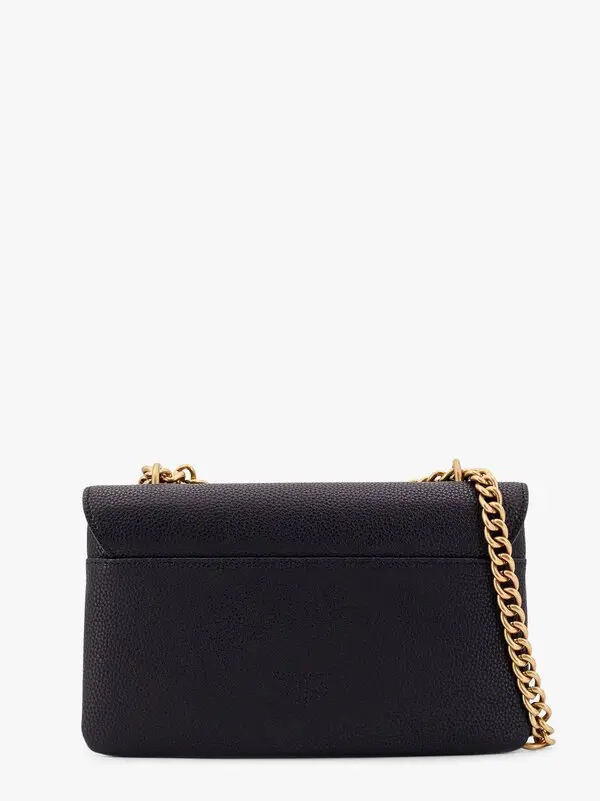 Pinko Leather Shoulder Bag With Metal Love Birds Buckle - Black