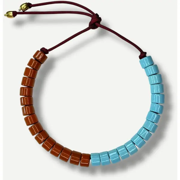 HER NEW TRIBE Bead Two Split Candy Necklace - Pool & Toffee