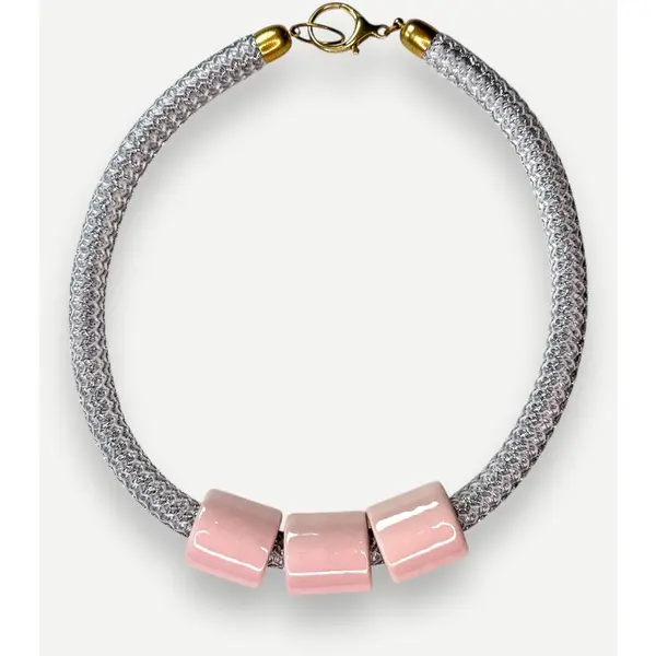 HER NEW TRIBE Beaded Statement Necklace - Blush