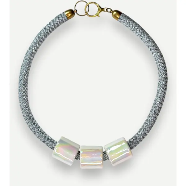 HER NEW TRIBE Beaded Statement Necklace - Opal