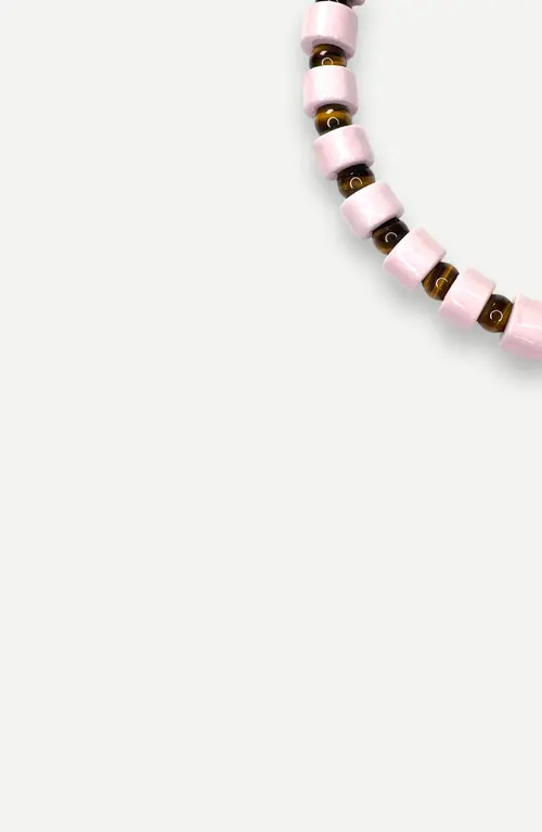 HER NEW TRIBE Bead Two Sundry Necklace - Blush & Tigers Eye