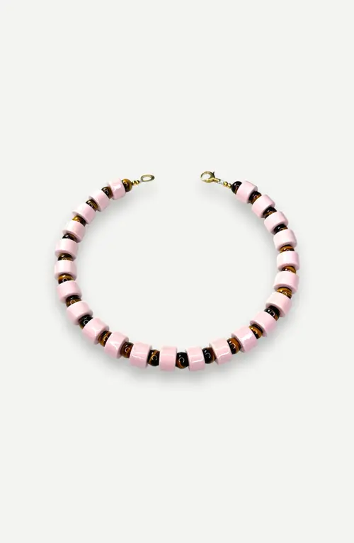 HER NEW TRIBE Bead Two Sundry Necklace - Blush & Tigers Eye