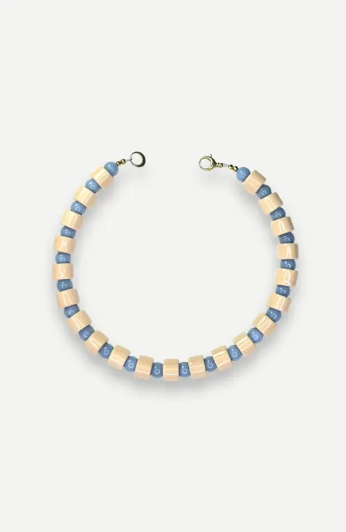 HER NEW TRIBE Bead Two Sundry Necklace - Crepe & Blue Lace Agate