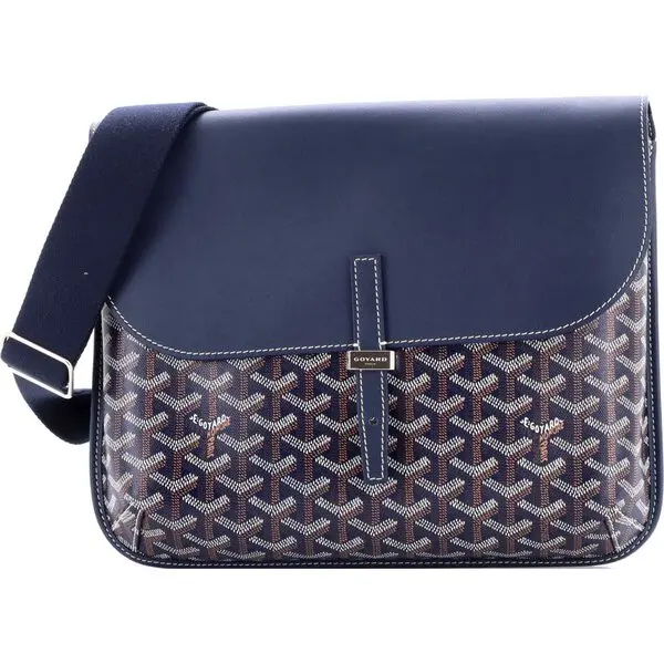GOYARD Coursier Messenger Bag Coated Canvas And Leather - Blue