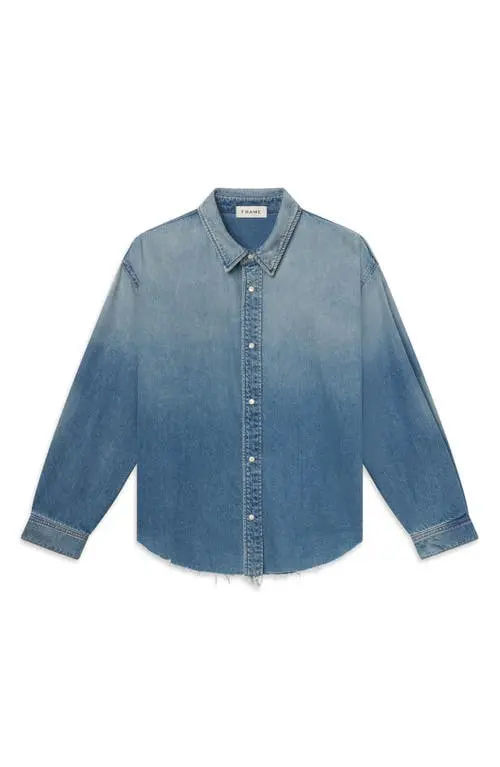 FRAME Relaxed Fit Distressed Denim Snap-up Shirt - Suntrace