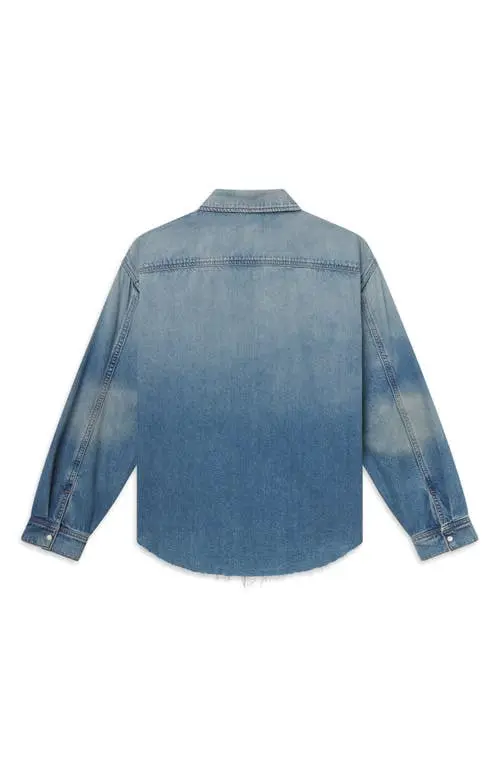 FRAME Relaxed Fit Distressed Denim Snap-up Shirt - Suntrace