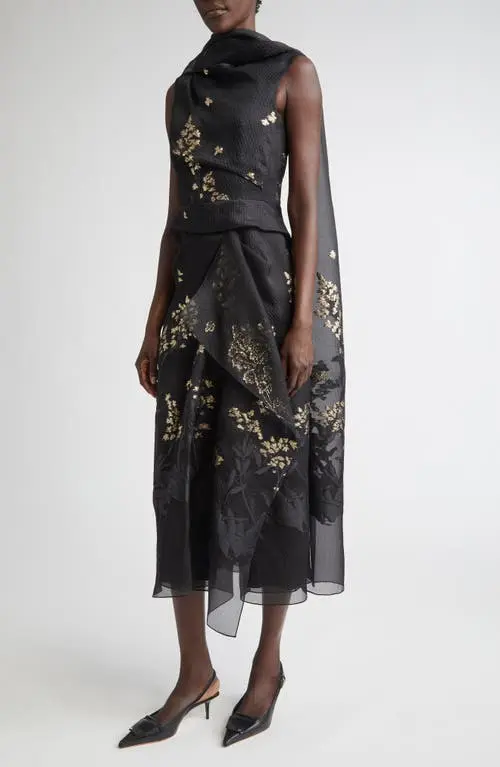 Erdem Drape Silk Blend Midi Dress