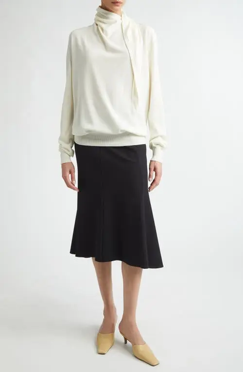 JIL SANDER Scarf-tie Virgin Wool Sweater - Eggshell