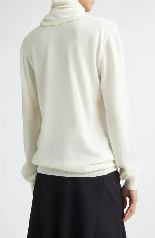 JIL SANDER Scarf-tie Virgin Wool Sweater - Eggshell