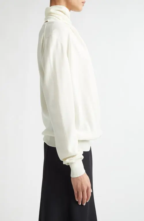 JIL SANDER Scarf-tie Virgin Wool Sweater - Eggshell