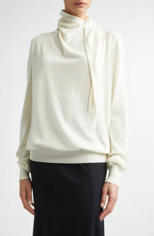 JIL SANDER Scarf-tie Virgin Wool Sweater - Eggshell