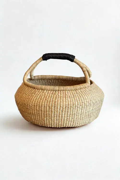 MBARE Handwoven Double Weave Kettle Basket - Natural