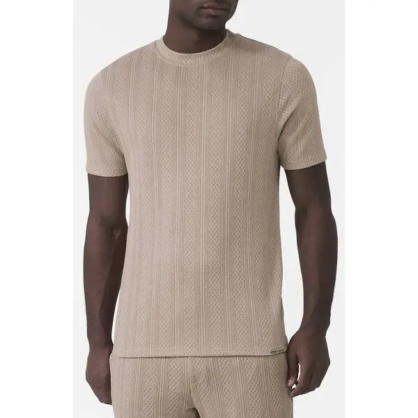 MAUVAIS Tanami Textured Stretch Slim Tee - Light Beige