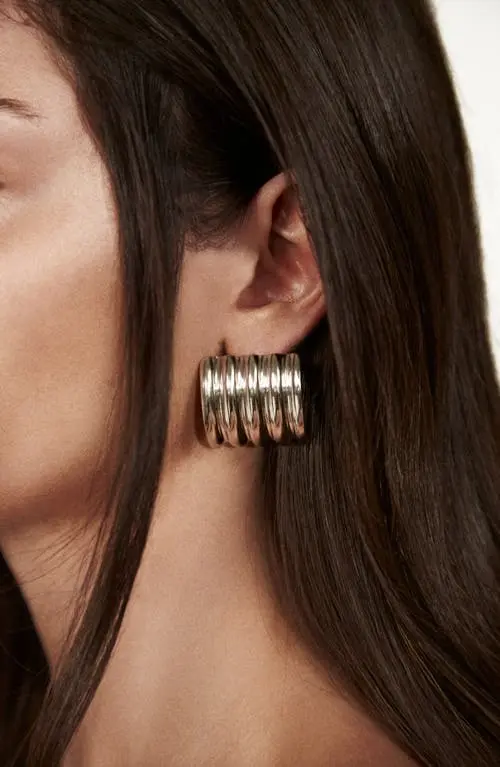 KELLERY Geometric Tile Shaped Statement Earrings - Silver