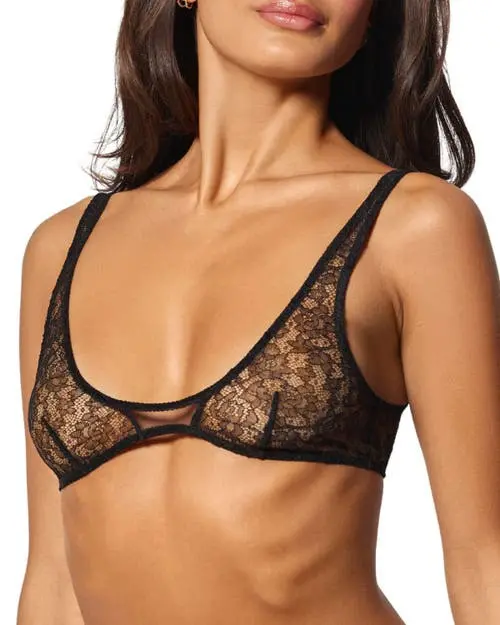 Kiki De Montparnasse Petite Fleur Scoop Neck Soft Bra - Black