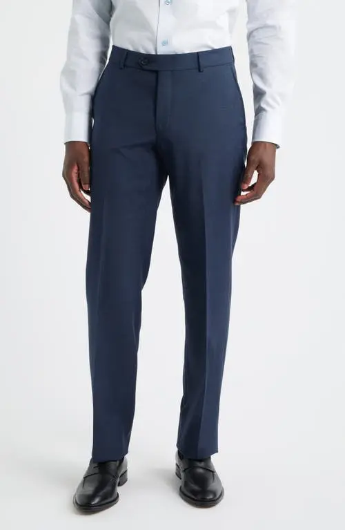 Berle Modern Fit Flat Front Super 120s Wool Dress Pants - Navy