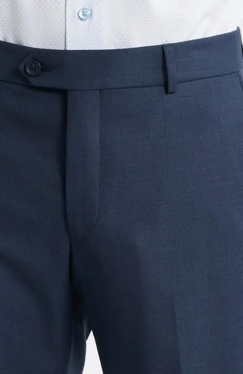 Berle Modern Fit Flat Front Super 120s Wool Dress Pants - Navy