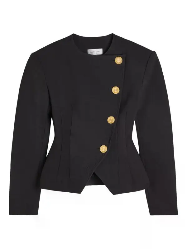 Ronny Kobo Gold-tone Button Peplum Jacket