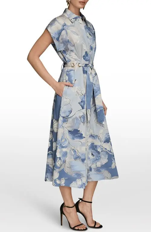 Donna Karan New York Printed Tie Waist Midi Shirtdress - Tempest Multi