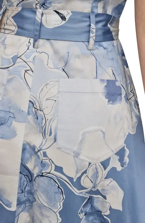 Donna Karan New York Printed Tie Waist Midi Shirtdress - Tempest Multi