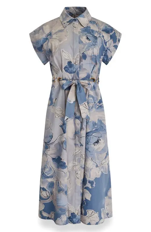 Donna Karan New York Printed Tie Waist Midi Shirtdress - Tempest Multi