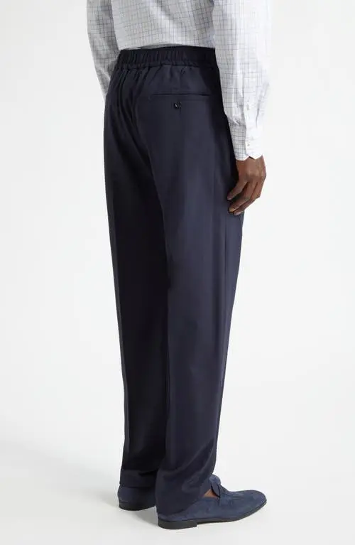 Isaia Pleated Wool Blend Pants - Blue Medium