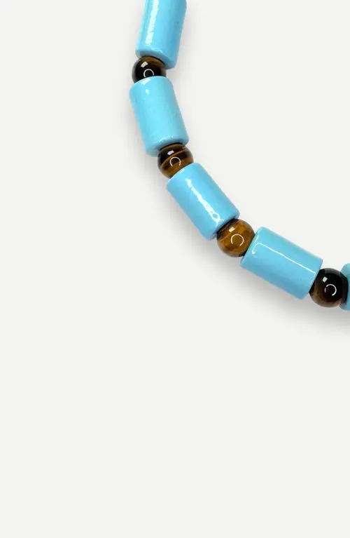 HER NEW TRIBE Bead Sundry Ceramic Necklace - Pool & Tiger's Eye