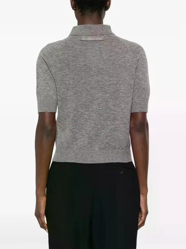 Victoria Beckham Fine-knit Polo Shirt - Grey