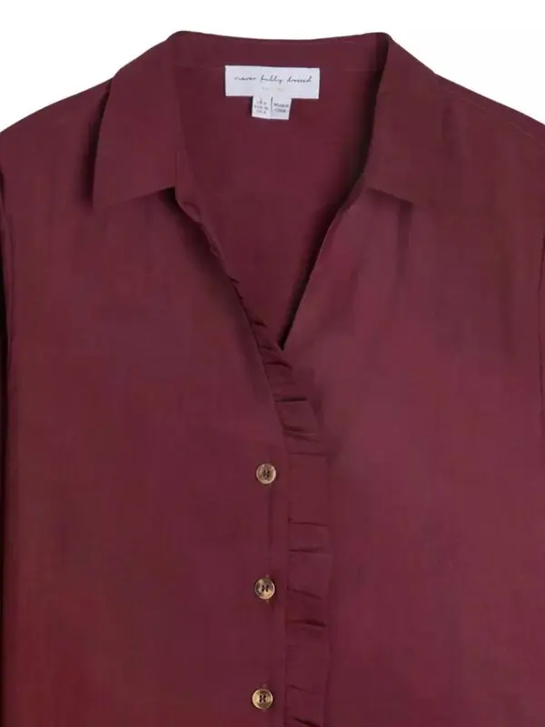NEVER FULLY DRESSED Miley Ruffled Buttoned Shirt - Red
