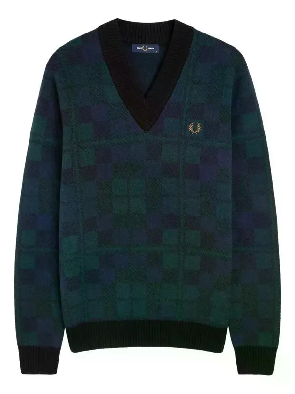 Fred Perry Tartan V-neck Sweater