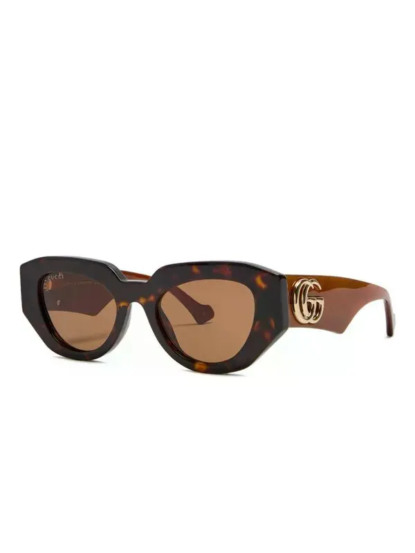 Gucci Sunglasses With Logo Hardware - Brown