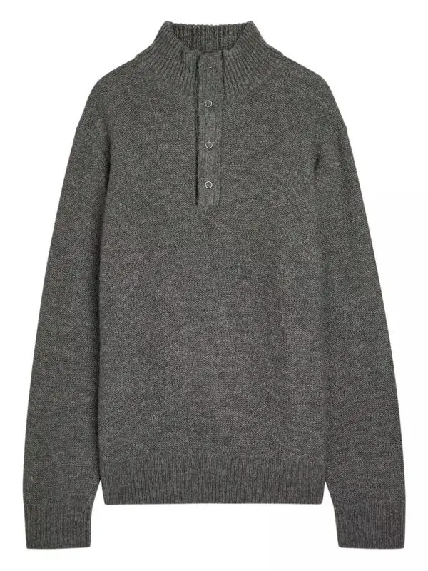 Paige Kotoni Buttoned Funnel-neck Sweater