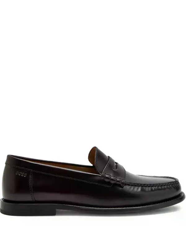 BOSS Leather Loafers With Penny Trim