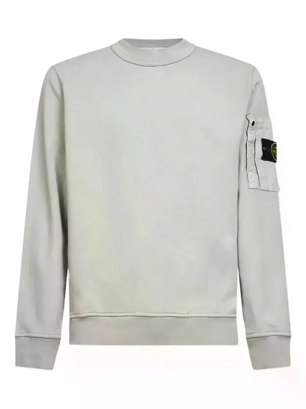 Stone Island Crew Neck Sweatshirt With Logo Patch Pocket