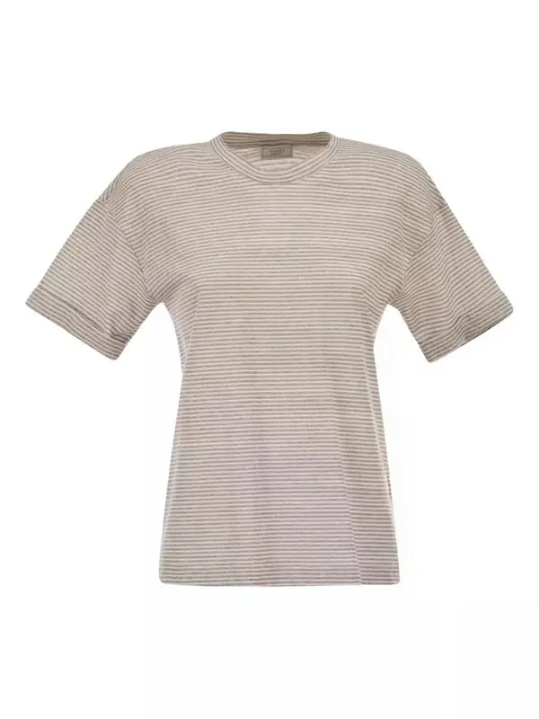 Peserico Striped Crew-neck T-shirt - Neutrals