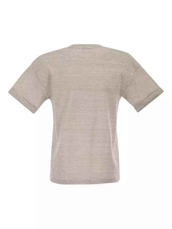 Peserico Striped Crew-neck T-shirt - Neutrals