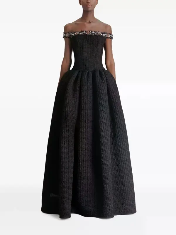 GEMY MAALOUF Beaded Off-shoulder Gown