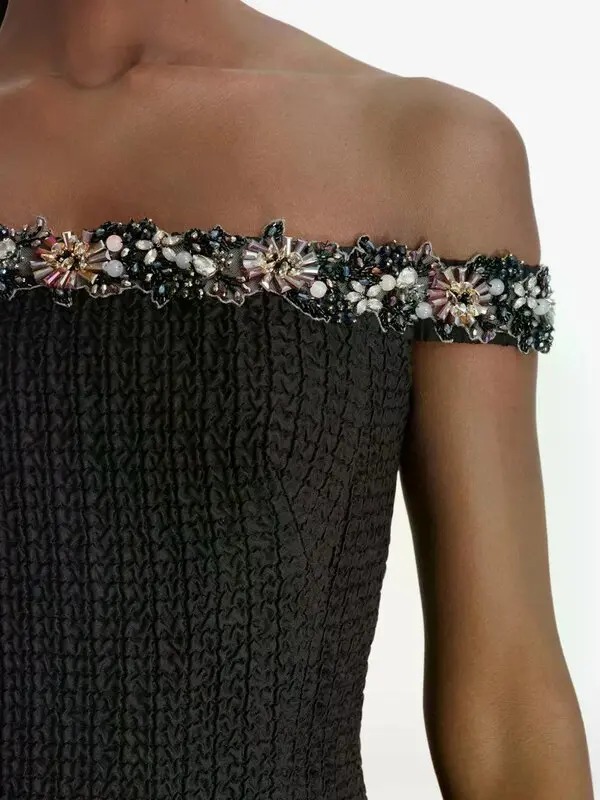 GEMY MAALOUF Beaded Off-shoulder Gown
