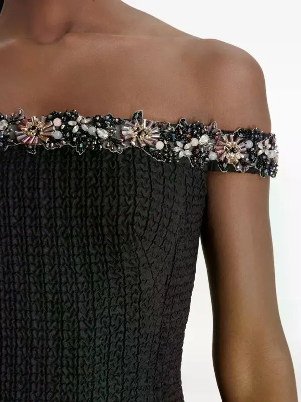 GEMY MAALOUF Beaded Off-shoulder Gown