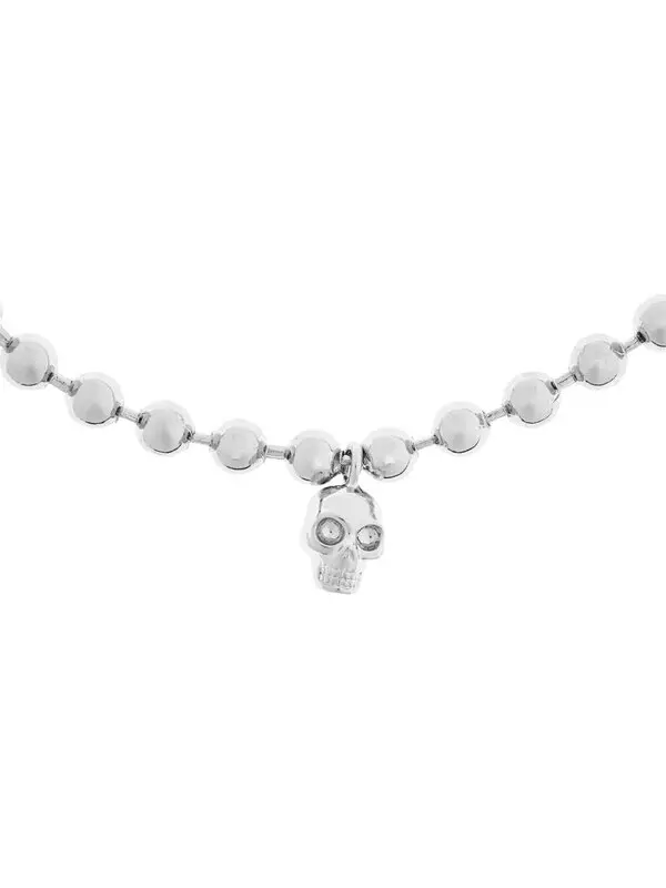 Alexander McQueen Skull Pearl Necklace - Silver