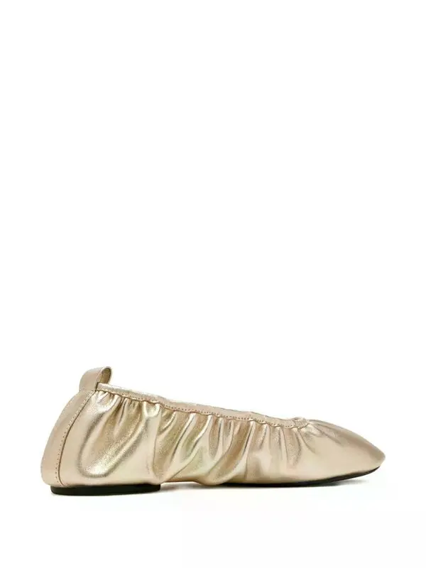 ST. AGNI Gathered Ballet Flats - Gold