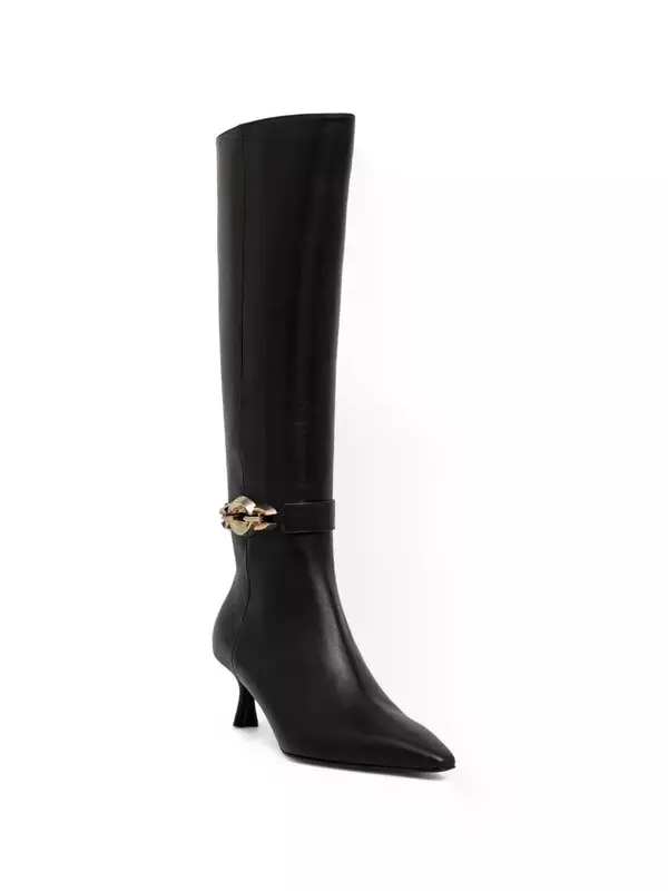 BALDININI Chain-detail Leather Knee-high Boots