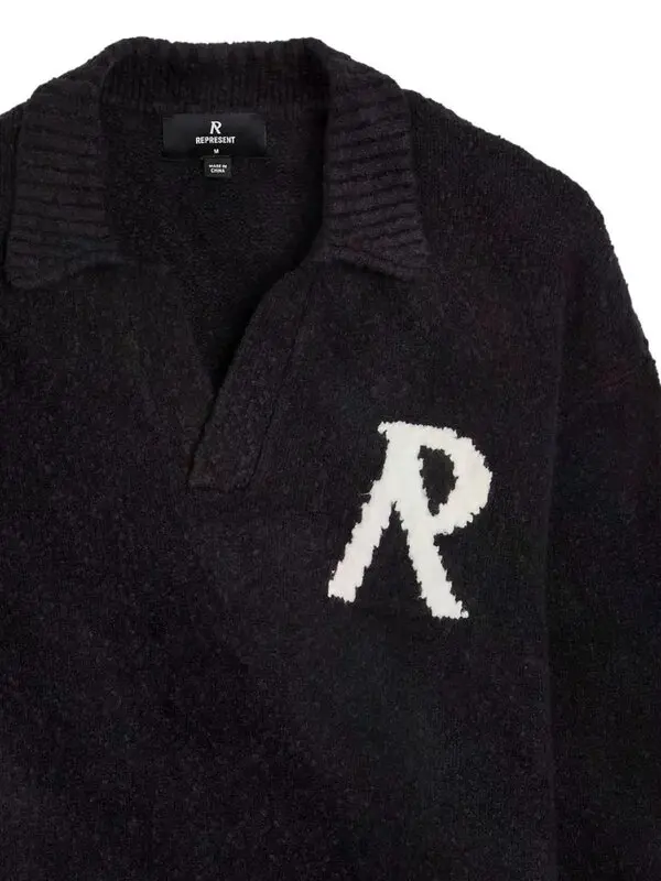 REPRESENT Initial Collared Sweater - Black